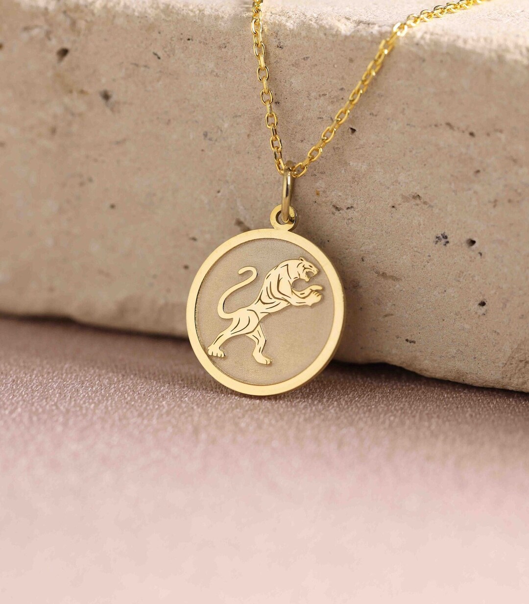 14k Solid Gold Panther Pendant , Personalized Panther Necklace , Gold ...