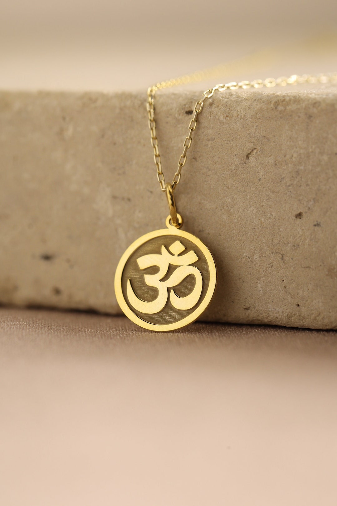 14k Solid Gold Om Necklace , Yoga Jewelry Solid Gold Om Necklace, Om ...
