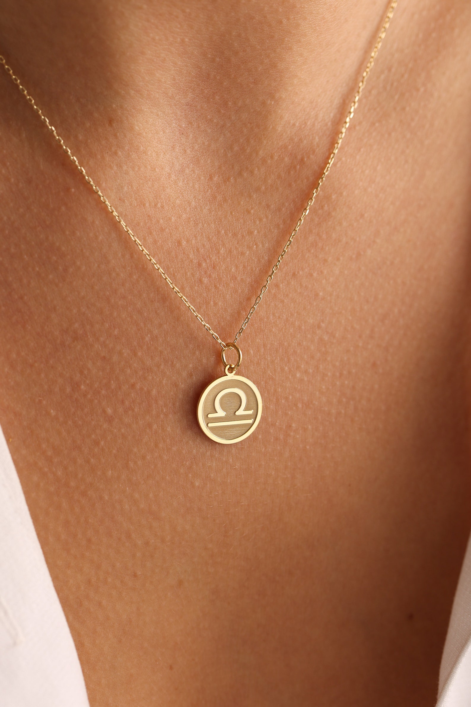 14k Solid Gold Libra Necklace , Personalized Libra Pendant , Charm ...