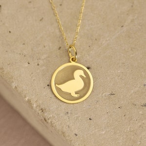 14k Solid Gold Duck Necklace , Pesronalized Duck Pendant , Dainty Duck ...