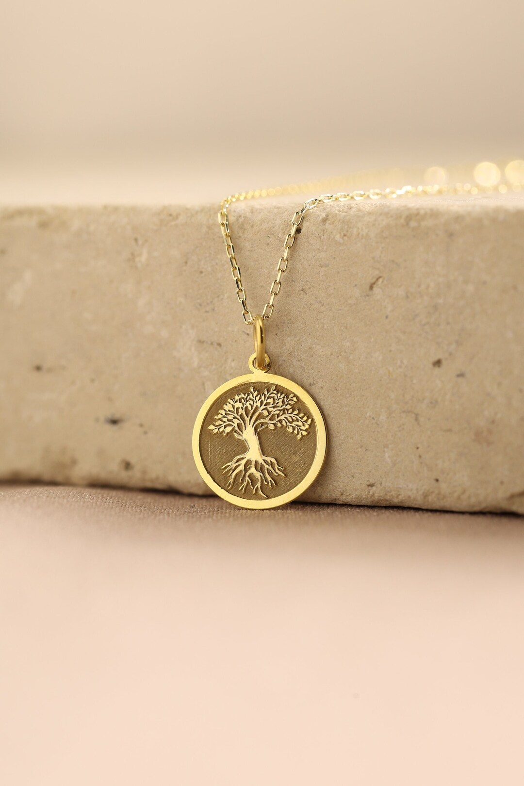 14k Solid Gold Tree of Life Necklace , Gold Tree Necklace ...