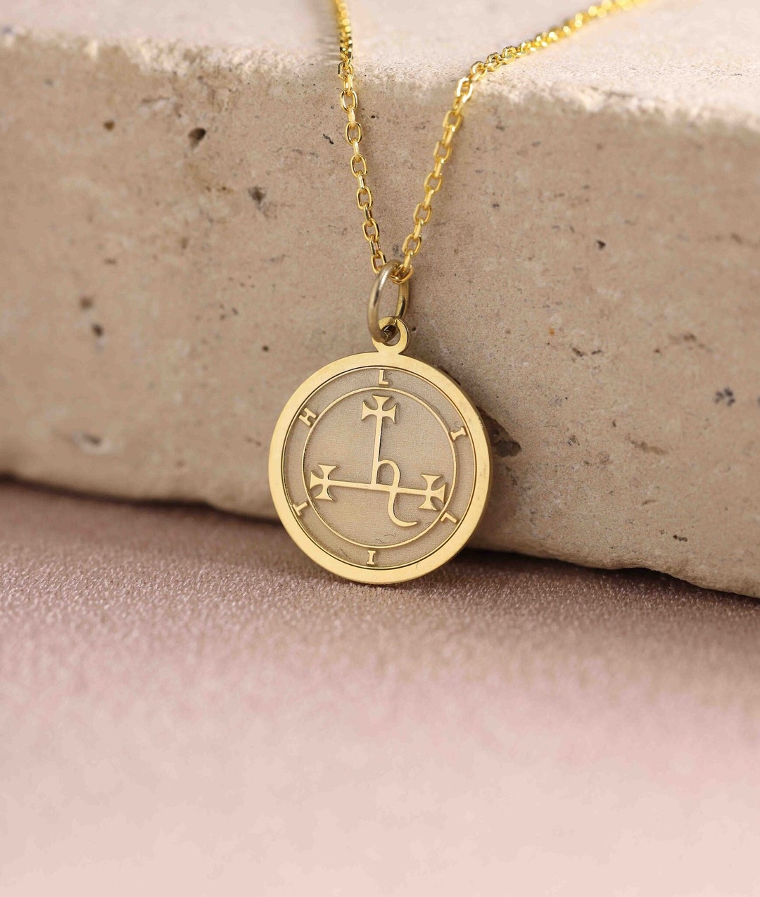 14k Solid Gold Sigil of Lilith Necklace , Sigil of Lilith Pendant ...