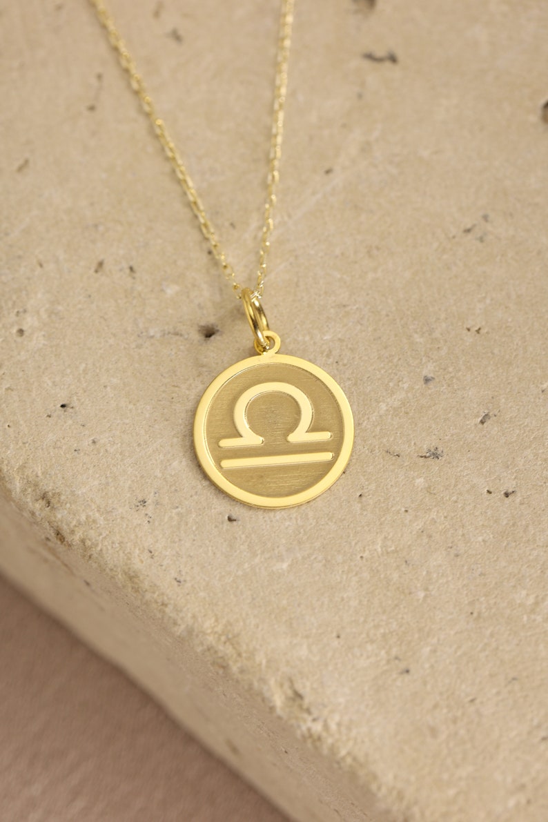 14k Solid Gold Libra Necklace , Personalized Libra Pendant , Charm ...