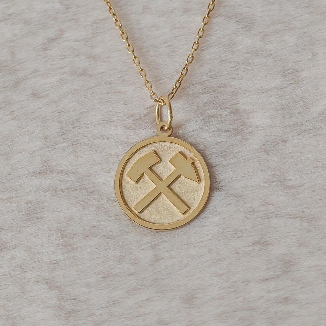 14k Solid Gold Miner Pendant, Personalized Miner Necklace ,real Gold ...
