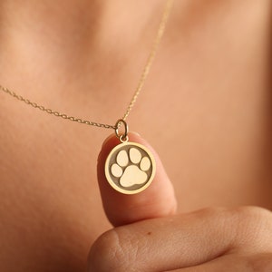 14k Solid Gold Dog Paw Pendant , Dog Necklace, Puppy Paw Gold Necklace ...