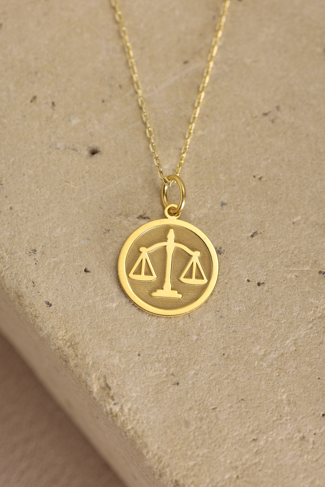 14k Solid Gold Scale of Justice Necklace, Personalized Scale of Justice ...