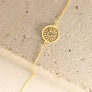 14k Solid Gold Sun Bracelet Gold Sun Bracelet Bracelet for - Etsy