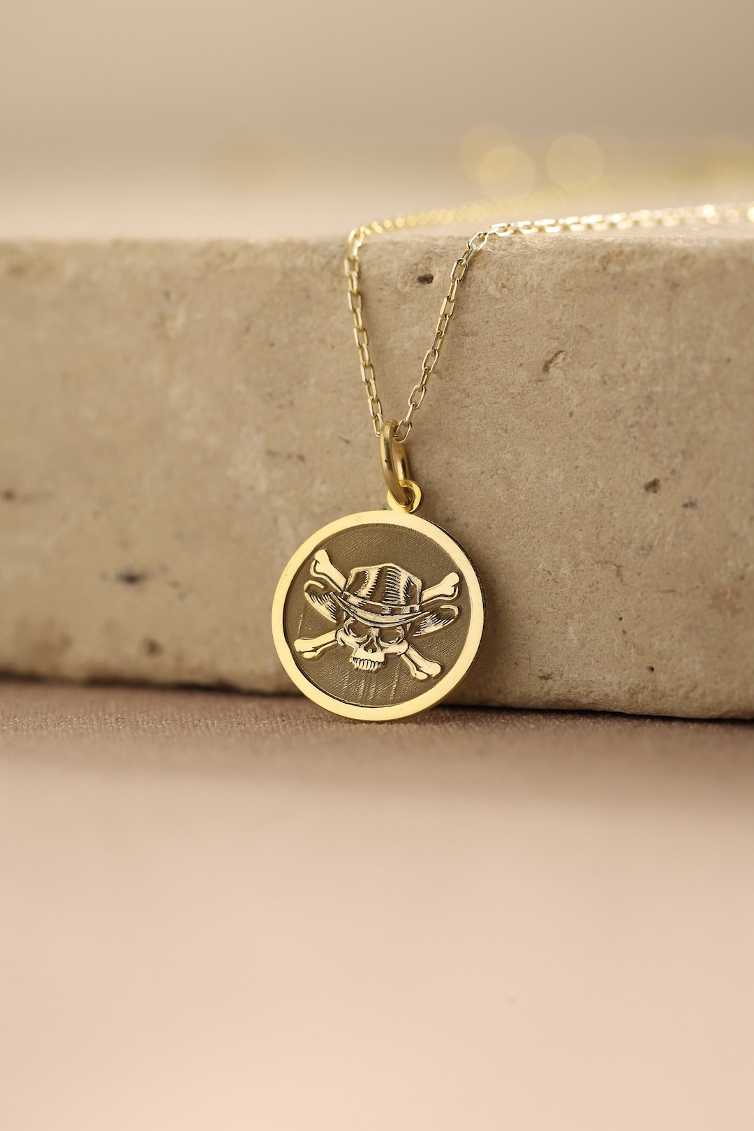 14k Solid Gold Skull and Crossbones , Gold Pirate Pendant , Atocha ...