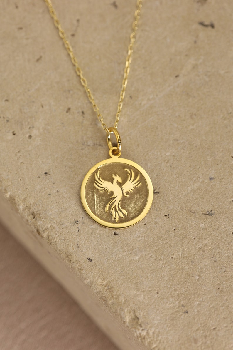 14k Solid Gold Phoenix Necklace Gold Phoenix Pendant - Etsy