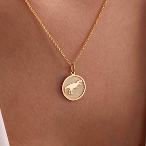 14k Solid Gold T-REX Dinosaur Necklace , Personalized Dino Pendant ...