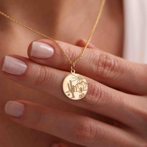 14k Solid Gold Cactus Necklace , Brushed Saguaro Pendant , Desert ...