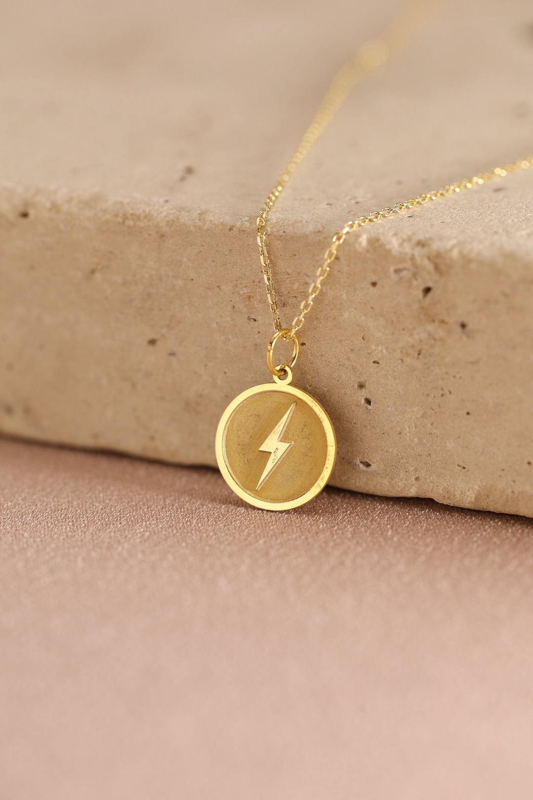 14k Solid Gold Lightning Bolt Pendant , Lightning Bolt , Lightning ...
