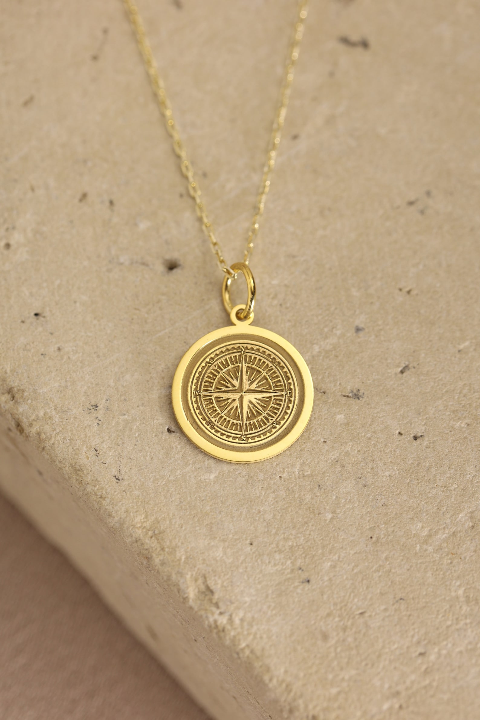 14k Solid Gold Compass Necklace , Compass Jewelry , Compass Gift ...