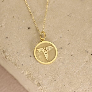 14k Solid Gold Medic Disc Pendant , Medical Alert Necklace , Doctor ...