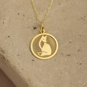 14k Solid Gold Fox Necklace , Personalized Fox Pendant , Animal Pendant ...