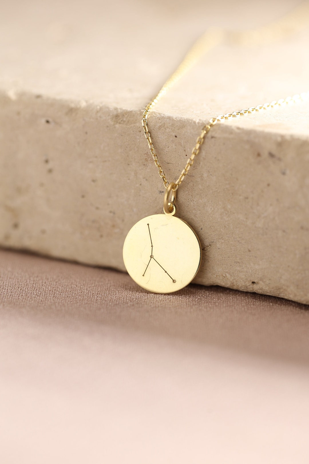 14k Solid Gold Cancer Celestial Constellation Necklace , Personalized ...