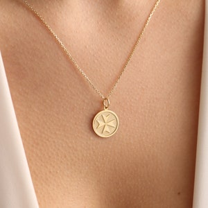 14k Solid Gold Maltese Cross Necklace , Personalized Maltese Cross ...