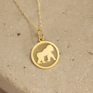 14k Solid Gold Gorilla Necklace , Personalized Gorilla Pendant ...