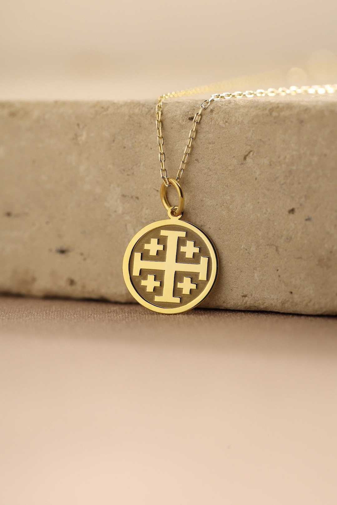 14k Solid Gold Jerusalem Cross Necklace , Cross Gold , Personalized ...