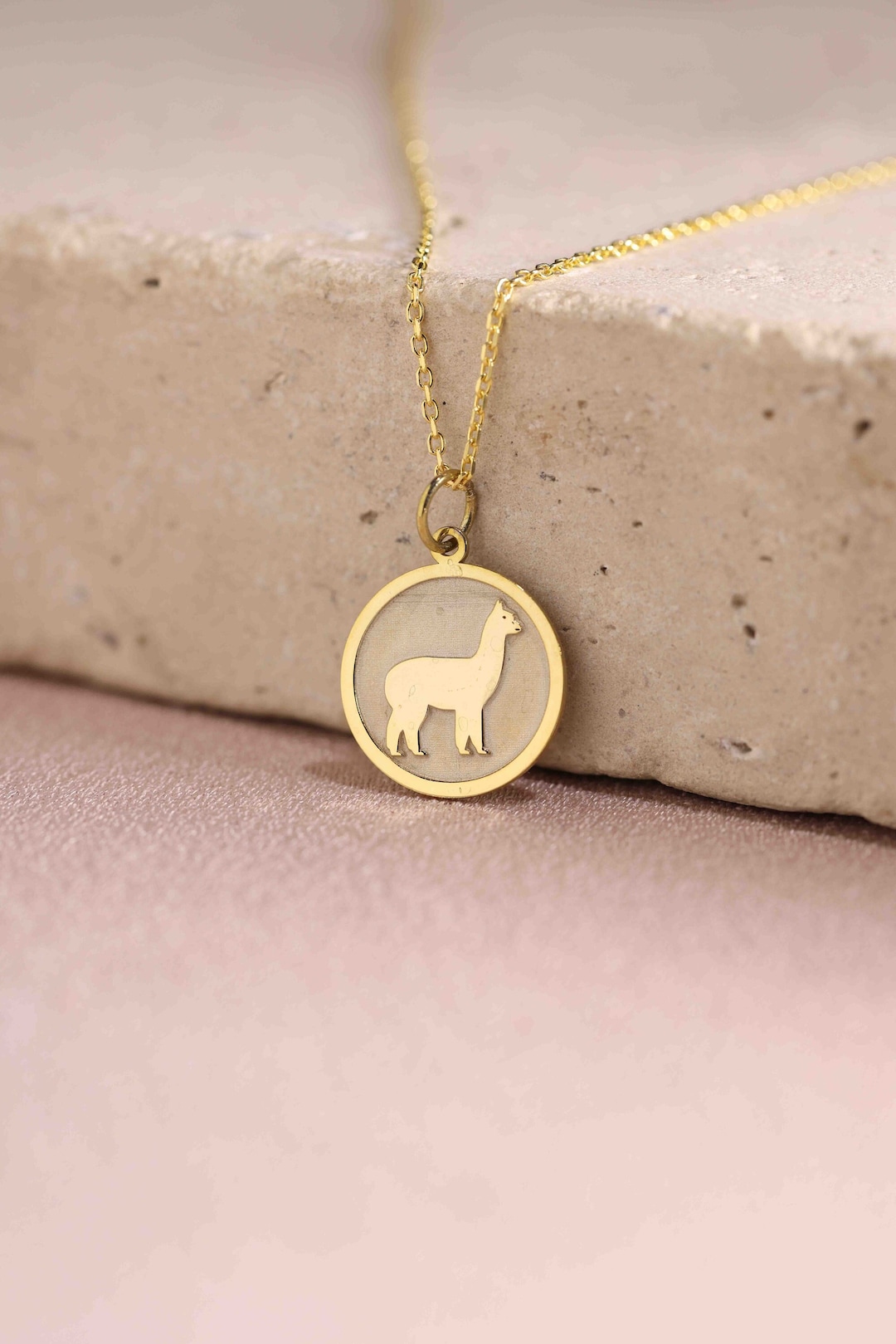 14k Solid Gold Llama Necklace , Personalized Alpaca Pendant , Dainty ...