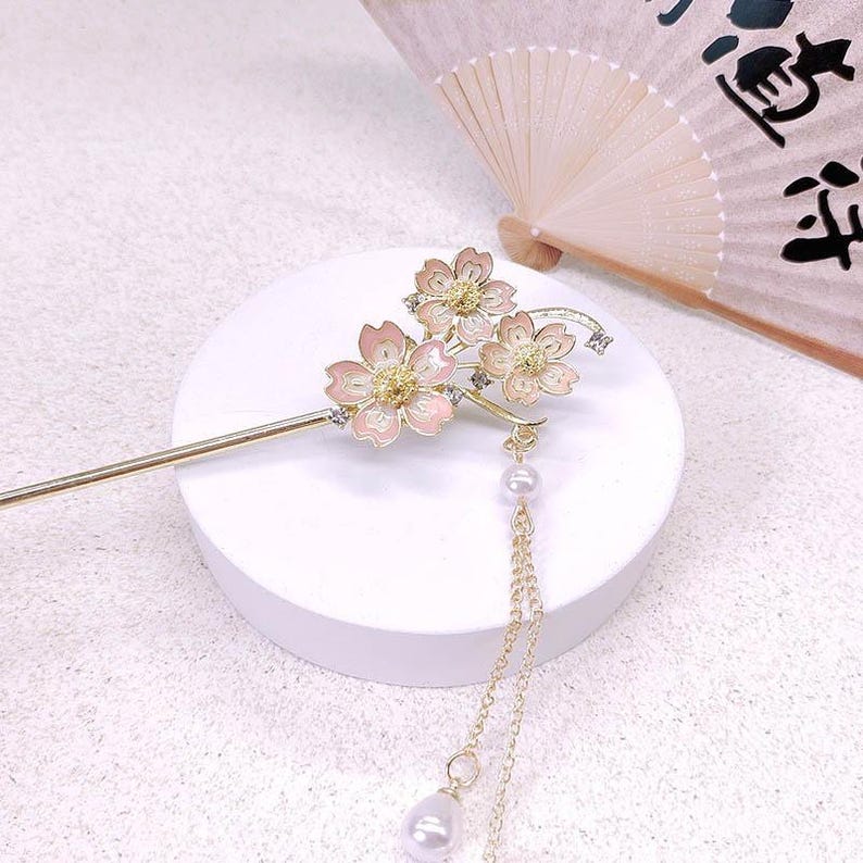 Ancient Style Oil Drip Enamel Flower Hairpin High-end Hairpin Tassel ...
