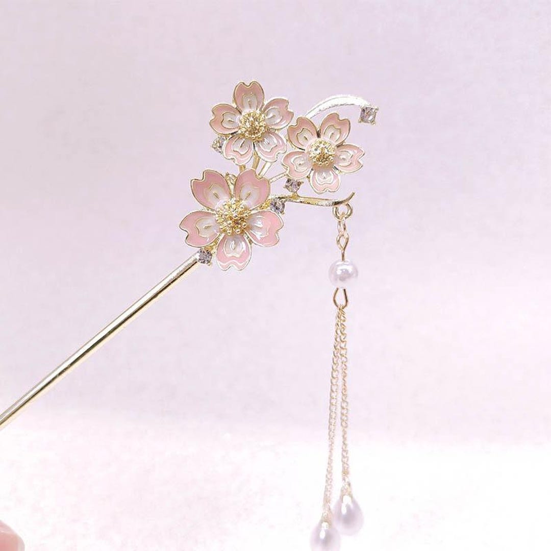 Ancient Style Oil Drip Enamel Flower Hairpin High-end Hairpin Tassel ...