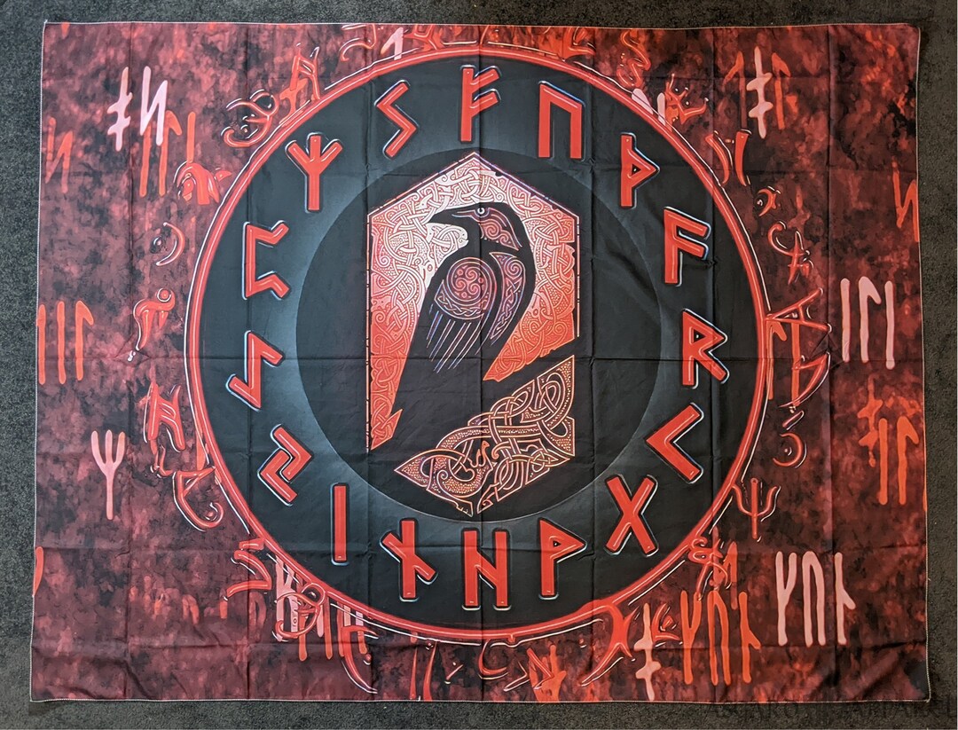 Blood Moon Raven Norse Rune Tapestry - Etsy