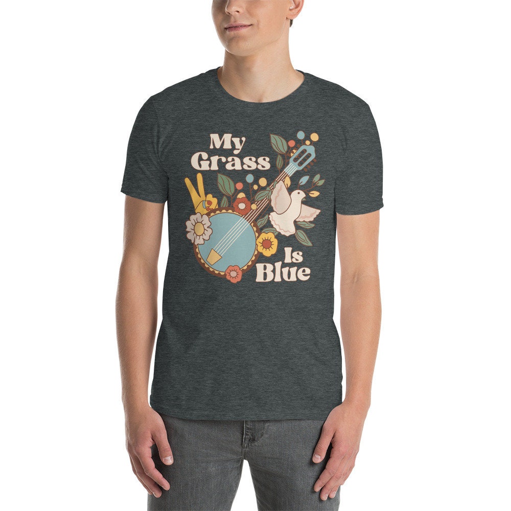 Retro Banjo T-shirt, My Grass is Blue Banjo T Shirt, Banjo Player ...