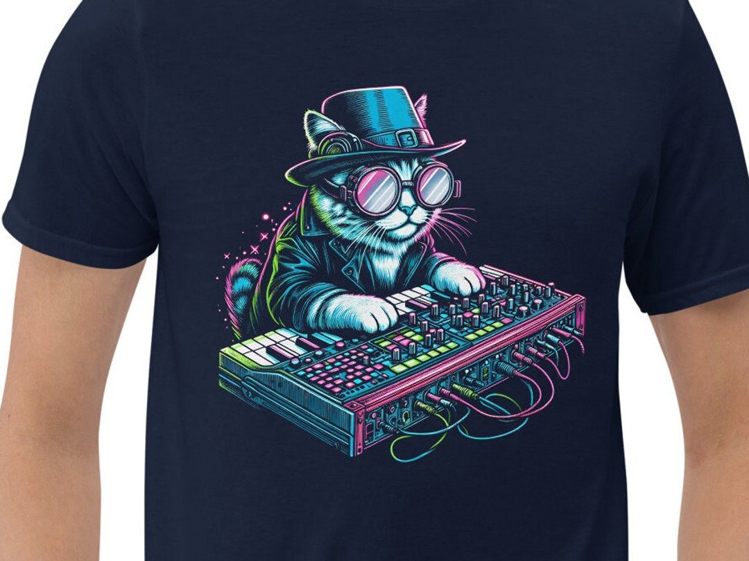 Steampunk Cat Playing a Synthesizer, Neon Cats on Synthesizers in Space ...