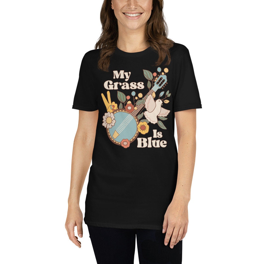 Retro Banjo T-shirt, My Grass is Blue Banjo T Shirt, Banjo Player ...