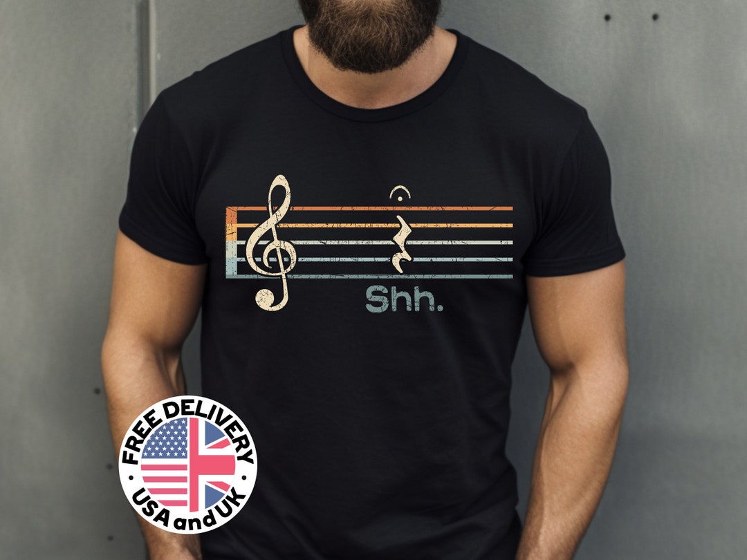 Funny Music Shirt, Shh Slience Quarter Rest Note Fermata Musician Music ...