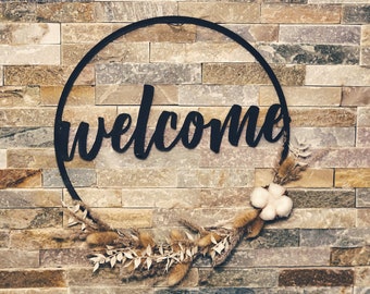 Door Sign Boho Welcome Dry Flowers Flowerhoop Best Mom - Etsy