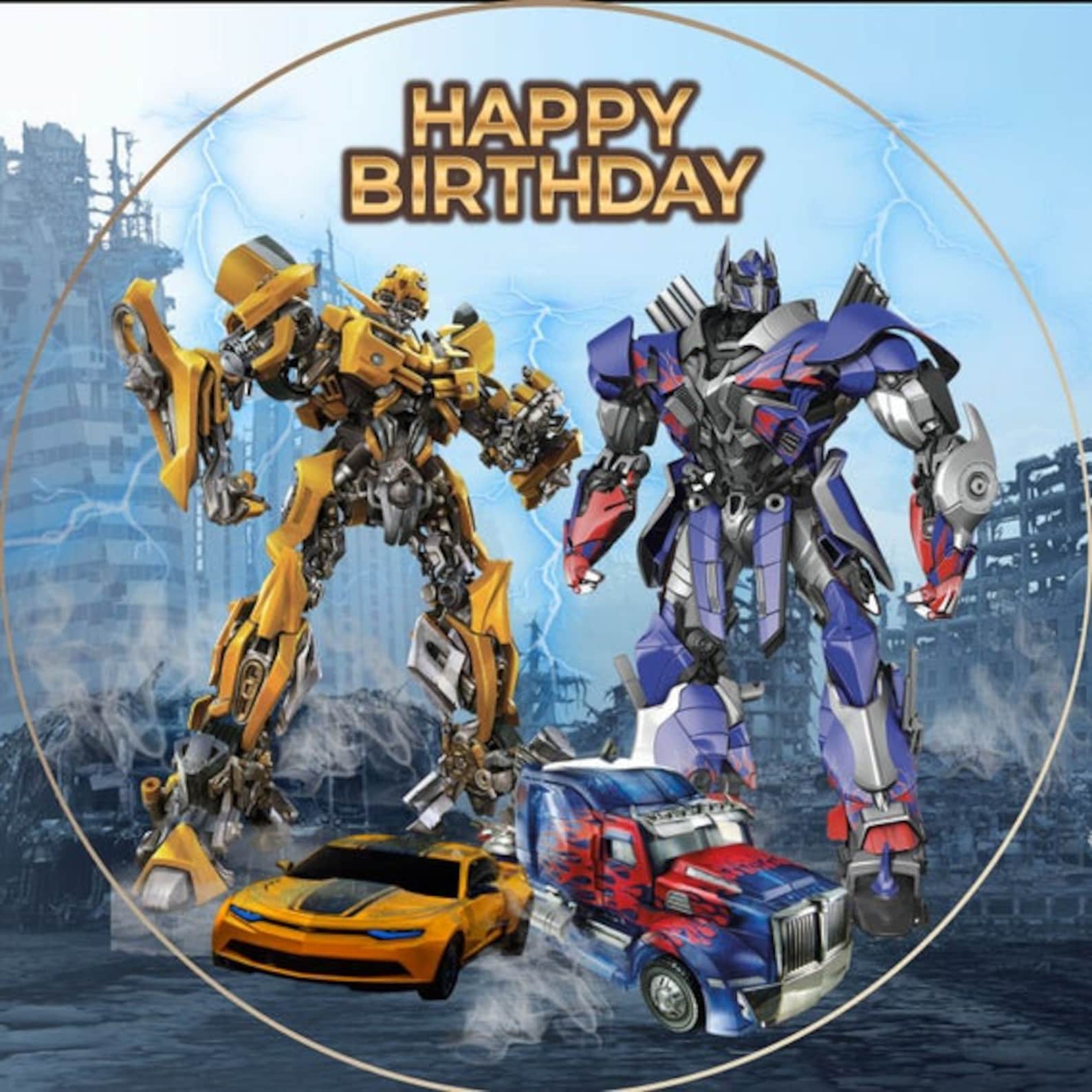 PRINTED-Transformers Birthday round fabric backdrop | Etsy