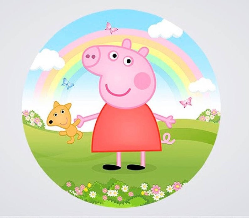 PRINTED Peppa Pig Birthday round fabric backdrop | Etsy