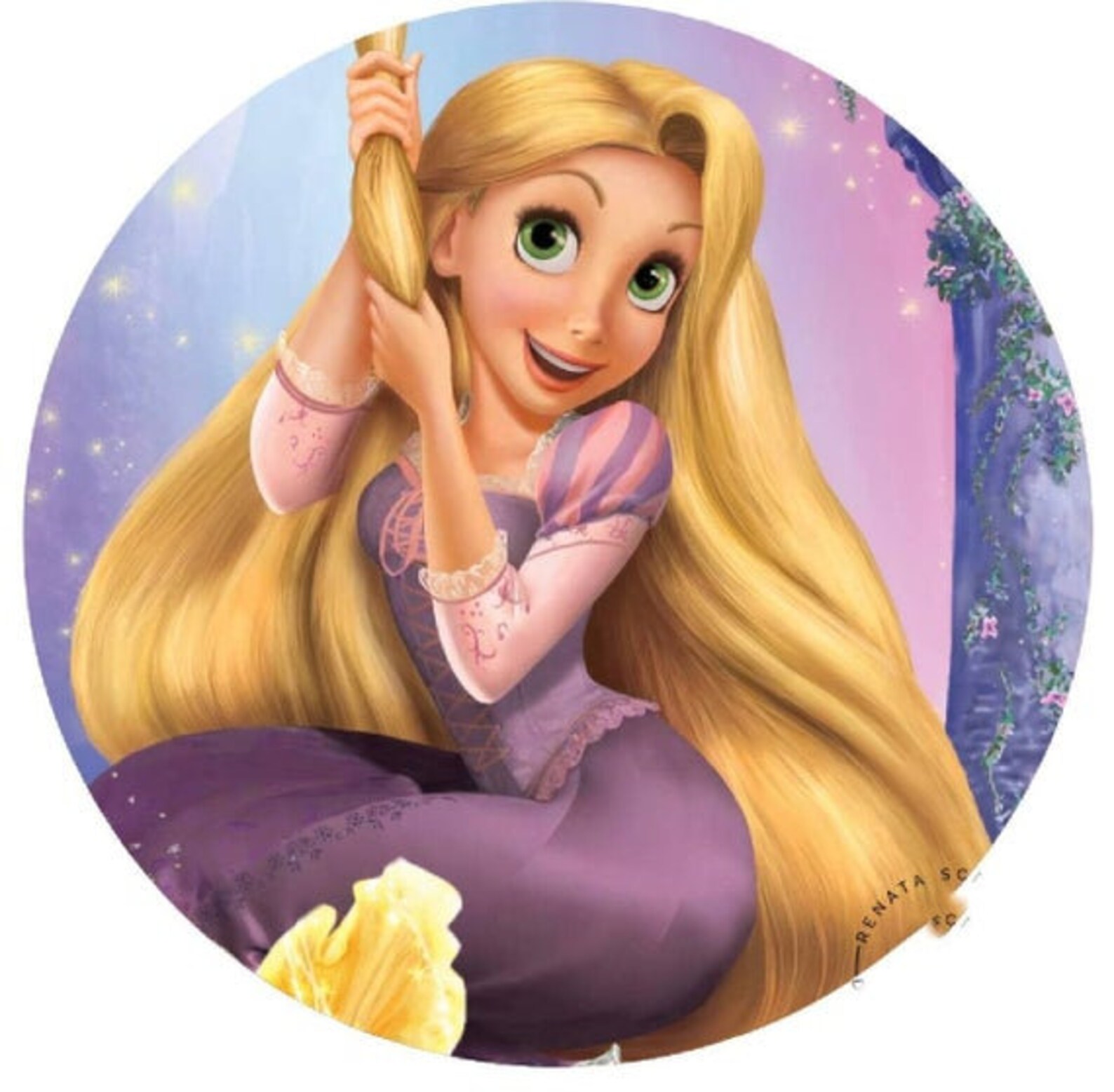 PRINTED Rapunzel Birthday round fabric backdrop | Etsy