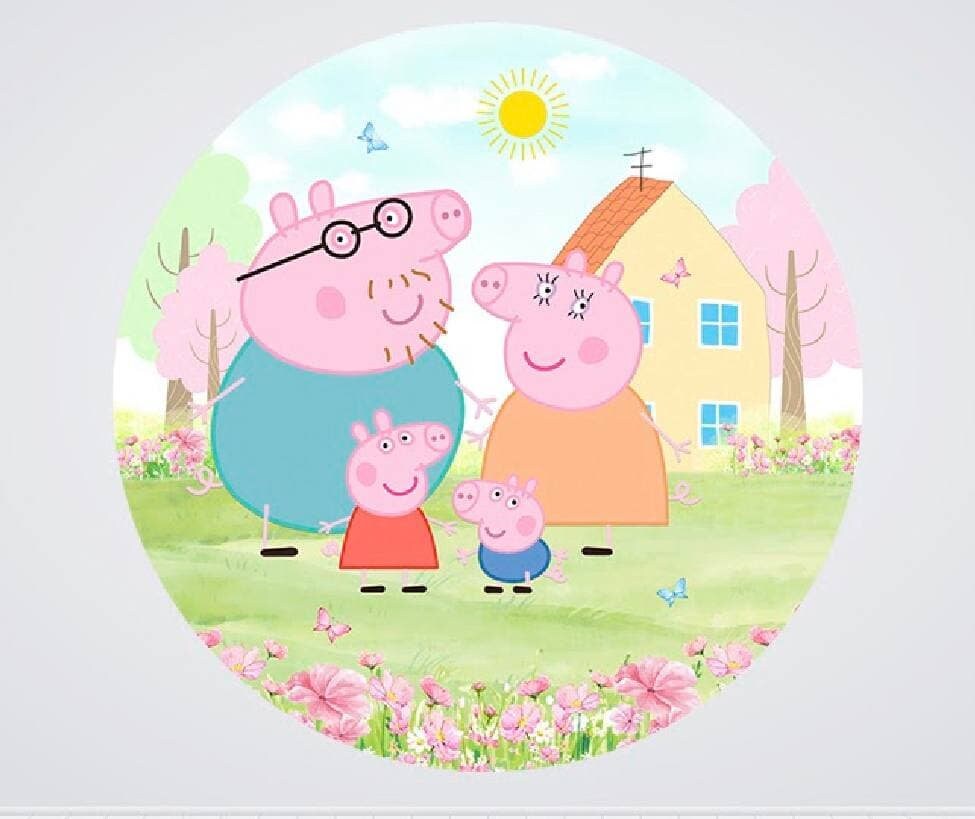 PRINTED Peppa Pig Birthday round fabric backdrop | Etsy