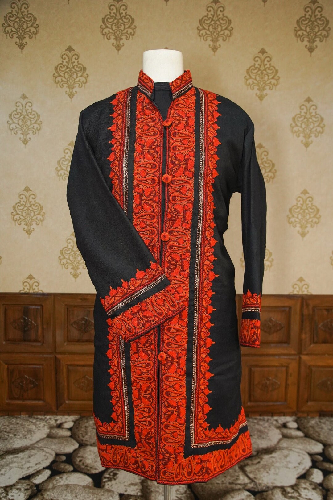 Roshanara Rouge: Kashmiri Hand-aari Grandeur - Etsy