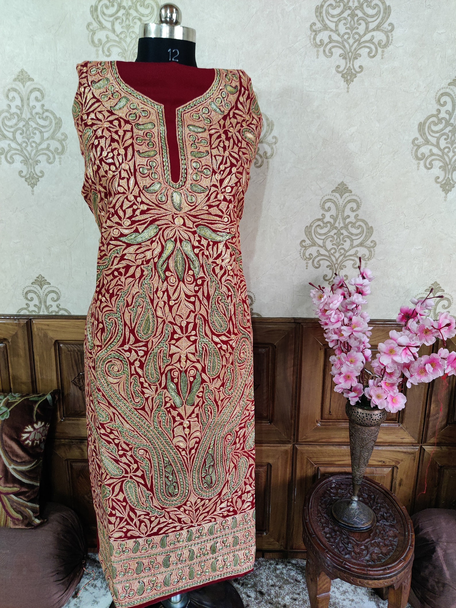 Kashmiri Woolen Suit, Tilla Embroidery Kashmiri Suit, Luxurious Salwar ...