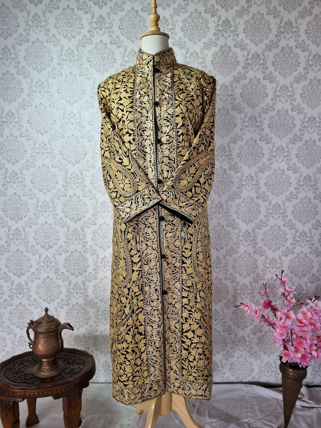 Long Kashmiri Jacket, Embroidered Jacket, Indian Traditional Jacket ...