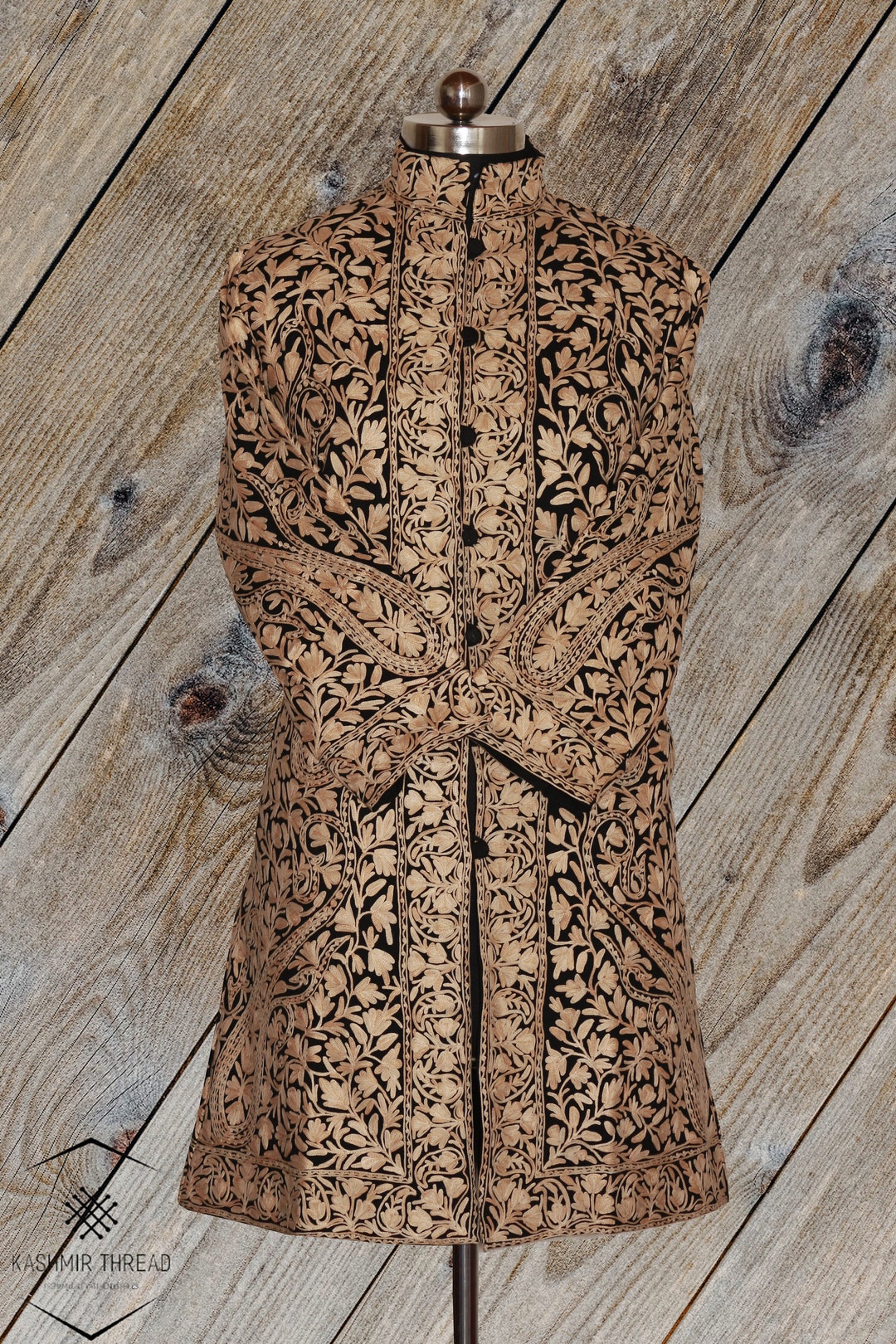 Embroidered Coat, Long Kashmiri Jacket With Floral Embroidery, Paisley ...