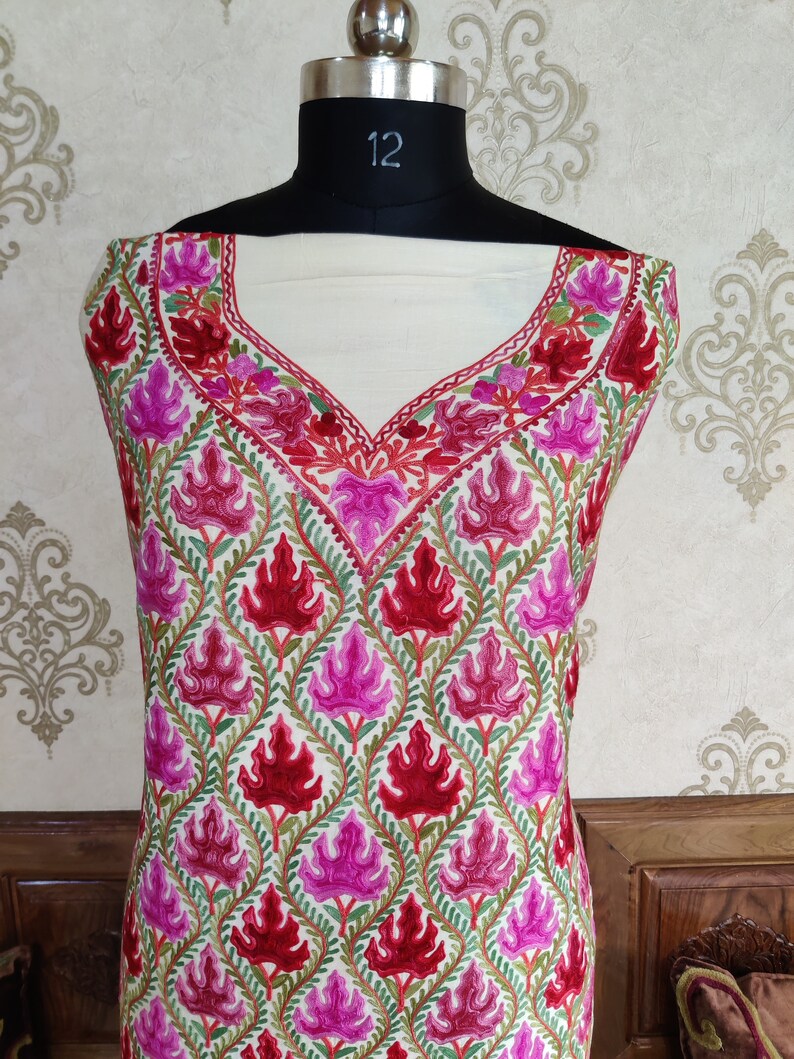 Kashmiri Suit With Chinar Embroidery ( 3 Pcs) ,ethnic Traditional Dress ...