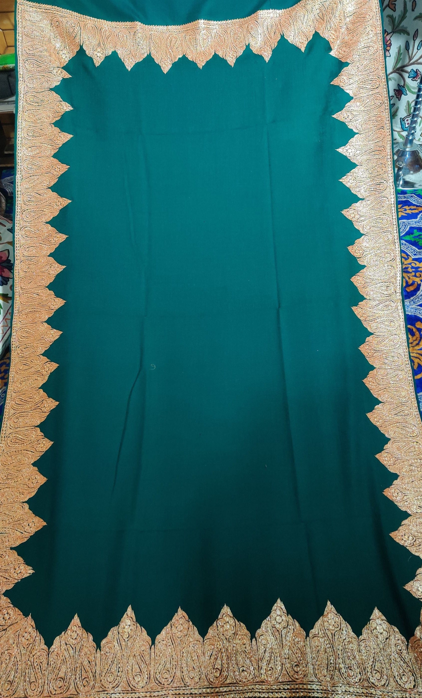 Kashmiri Tilla Embroidery Woolen Shawl, Kashmiri Embroidered Wrap/shawl ...