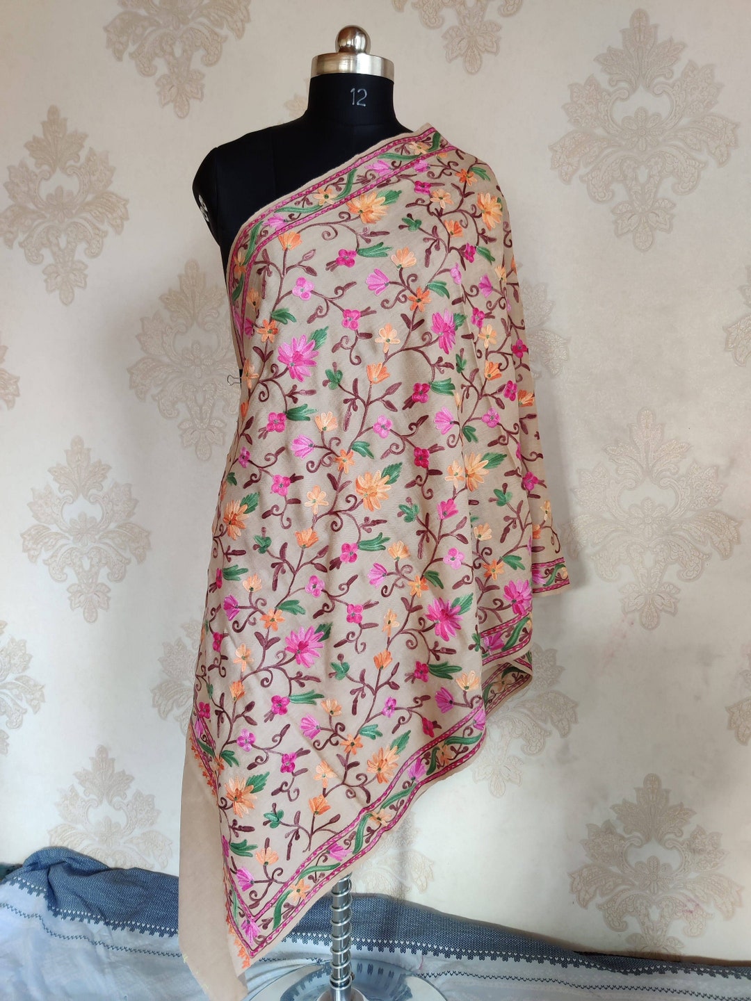 Kashmiri Shawl Hand Embroidered, Indian Kashmiri Shawl, Pure Wool ...