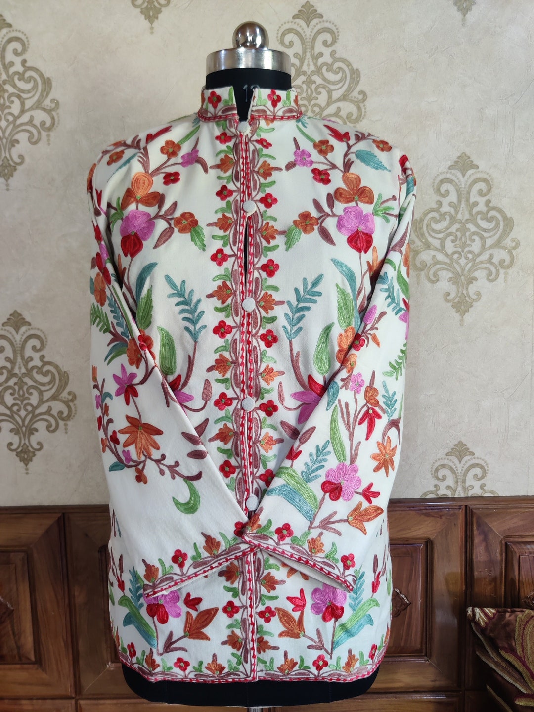 Kashmiri Jacket, Embroidered Coat, Floral Spring Jacket, Vintage ...