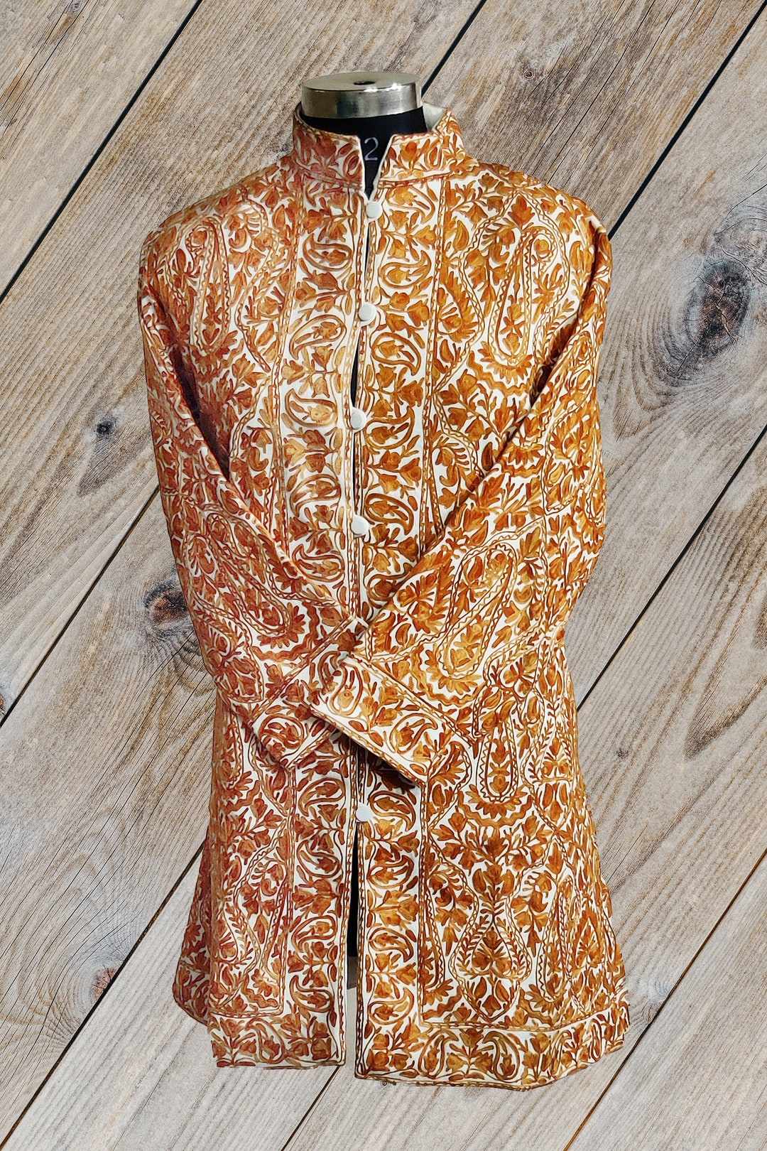 Heavy Embroidered Kashmir Jacket, Kashmiri Jamawar Coat With Floral ...