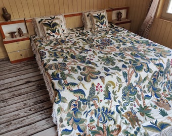 Kashmiri Embroidery Bed Cover crewel Embroidery Bed Cover | Etsy