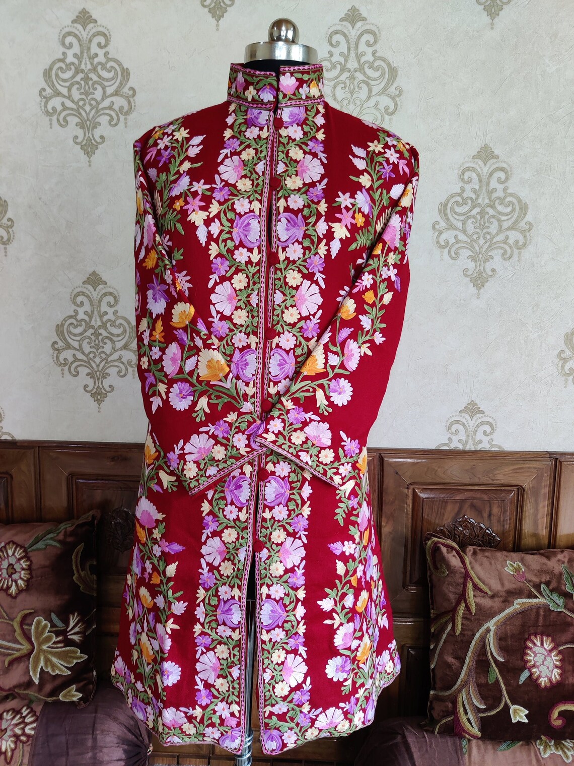 Kashmiri Jacket With Chainstitch Embroidery Customisable | Etsy