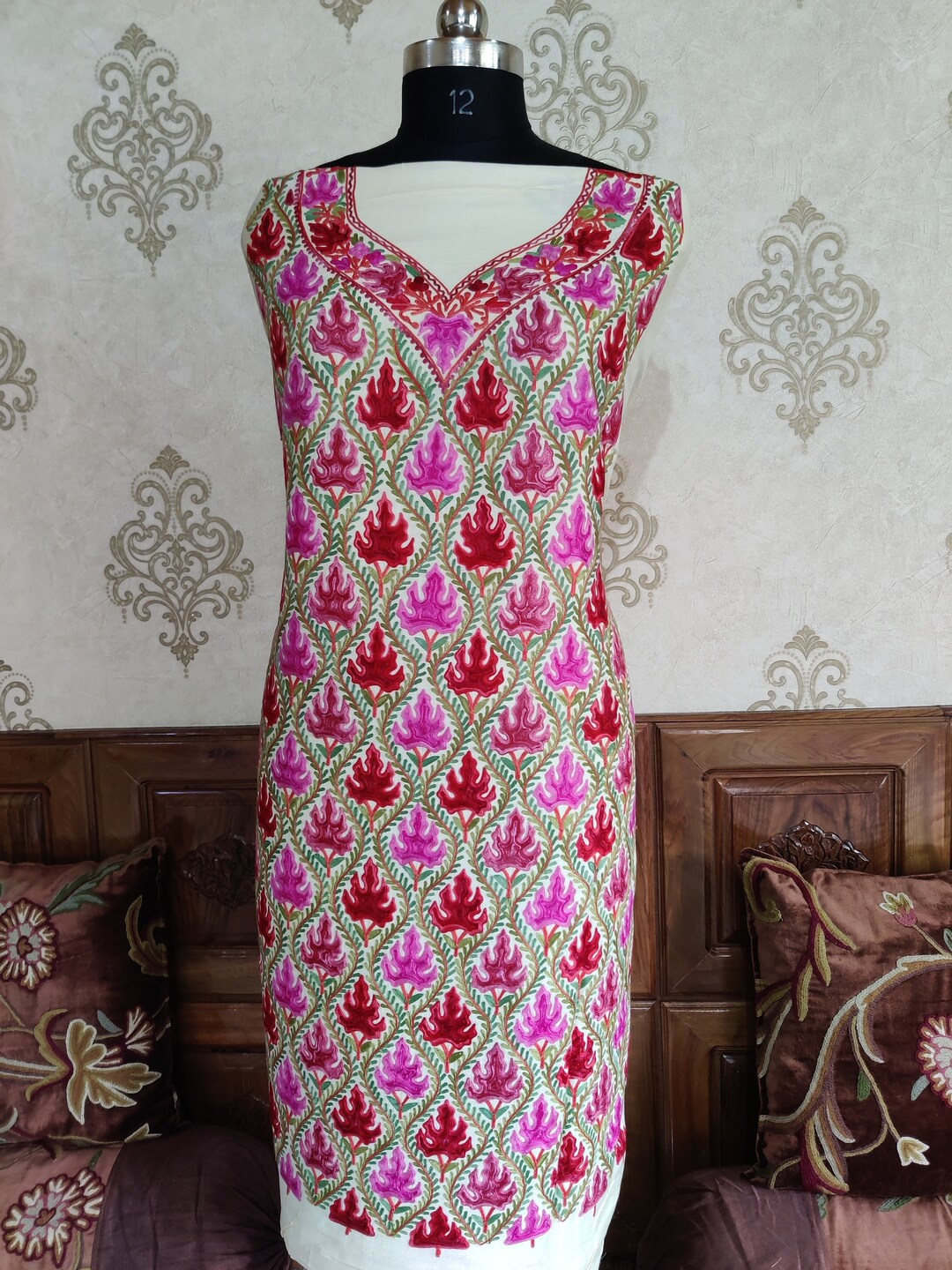 Kashmiri Suit With Chinar Embroidery ( 3 Pcs) ,ethnic Traditional Dress ...