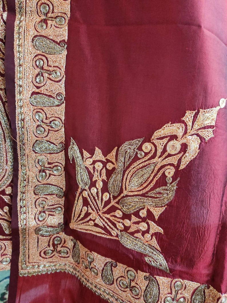 Pure Silk Kashmiri Suit With Heavy Tilla Embroidery | Etsy