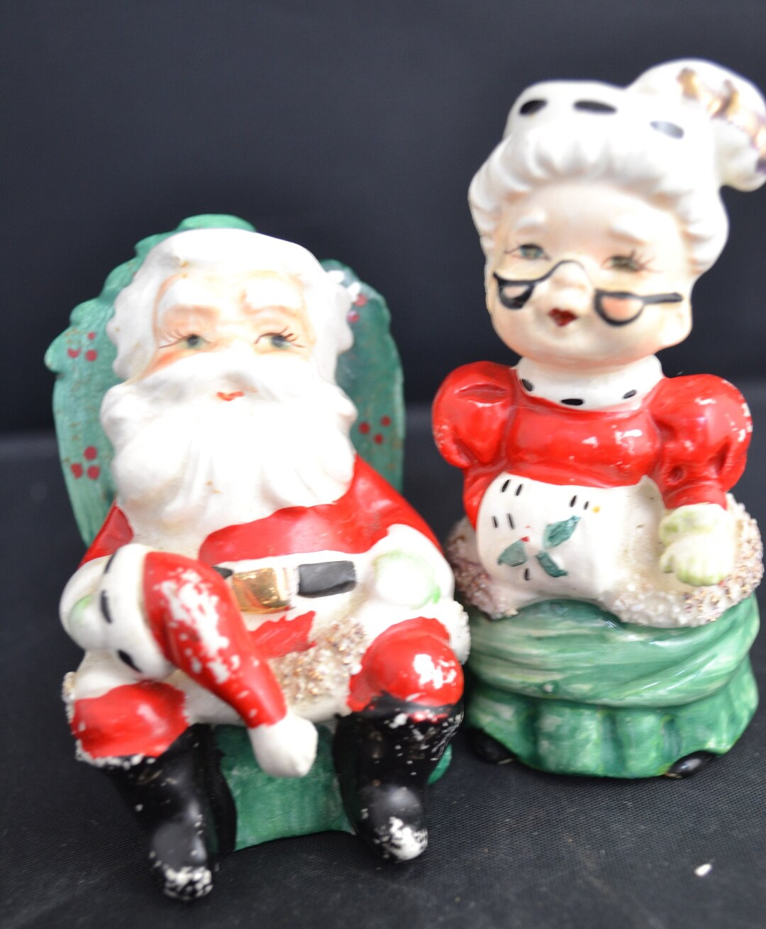 Vintage Mid Century Santa Mrs. Claus Salt and Pepper Shakers Kitschy ...